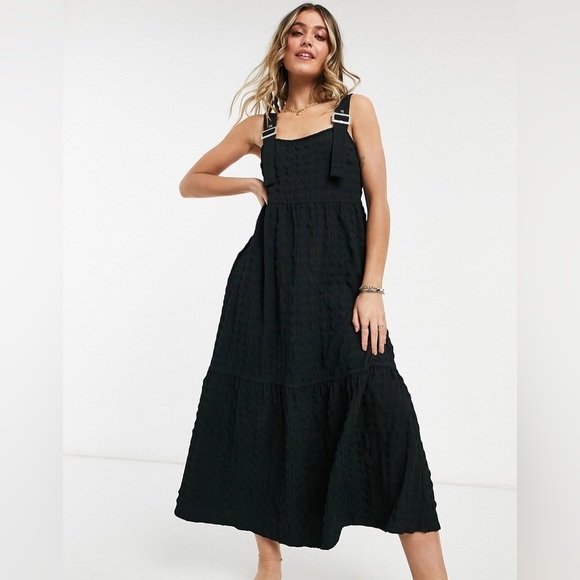 ASOS | Dresses | Asos Overall Midi Sundress In Black Bubble Texture ...